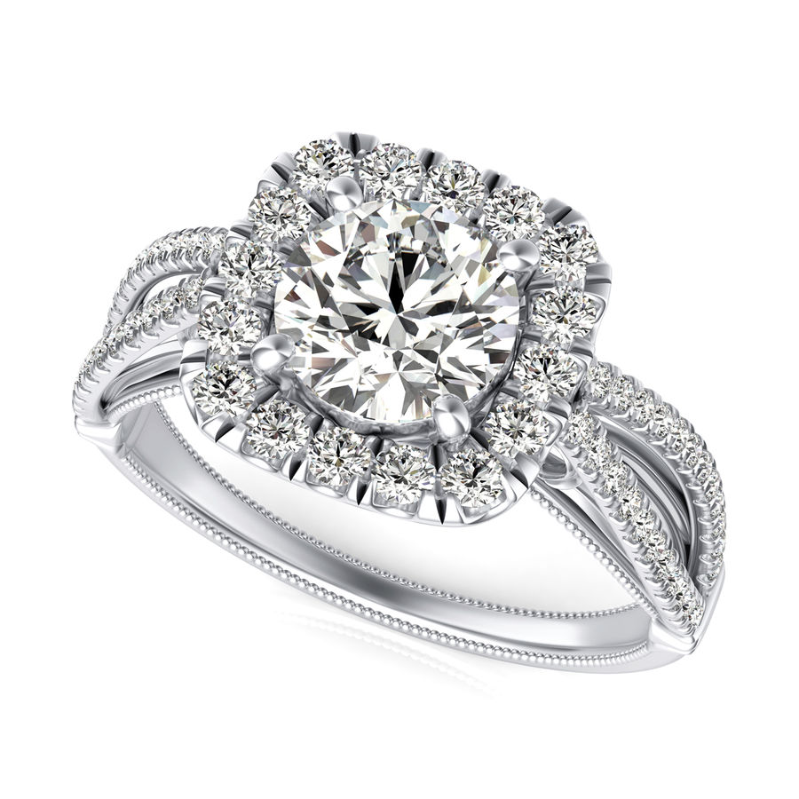 Halo Engagement Ring - Edwin Novel Jewelry Design