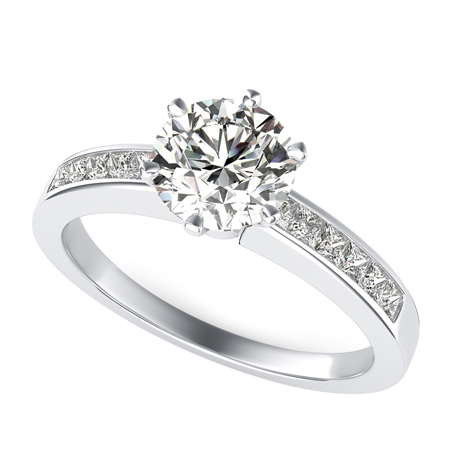 Victoria Royal Engagement Ring With Channel Set Side Stones - Edwin ...