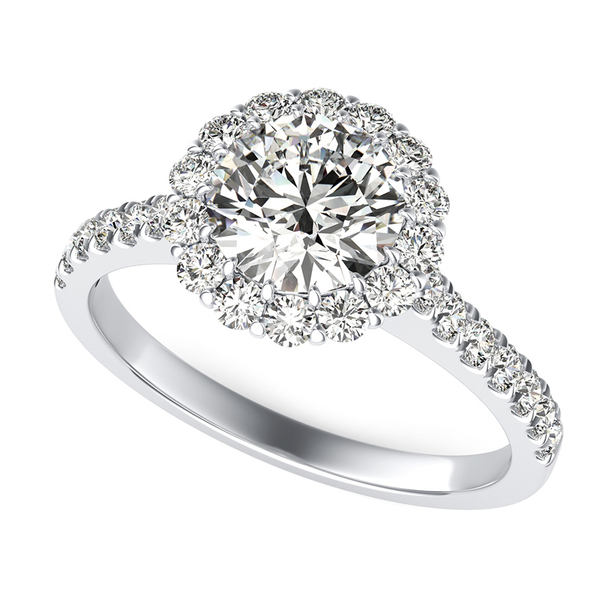 Vero Halo Engagement Ring With Side Stones - Edwin Novel Jewelry Design