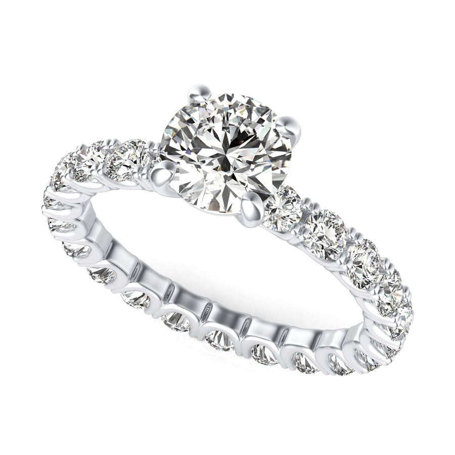 U Shape Prong Eternity Engagement Ring - Edwin Novel Jewelry Design