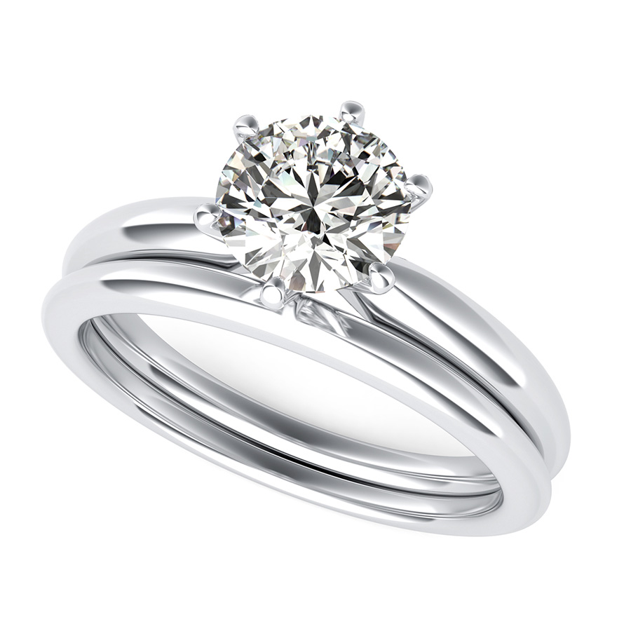 Classic Solitaire Engagement Ring With Matching Band - Edwin Novel ...